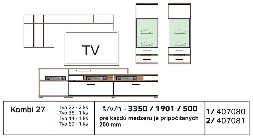 Decodom Obývací stěna Denver plus kombinace 27