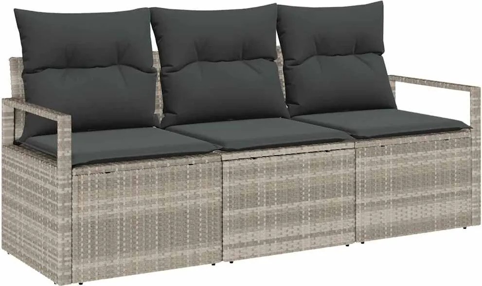 Set pohovek 3 ks Světle šedá polyratan 3346242