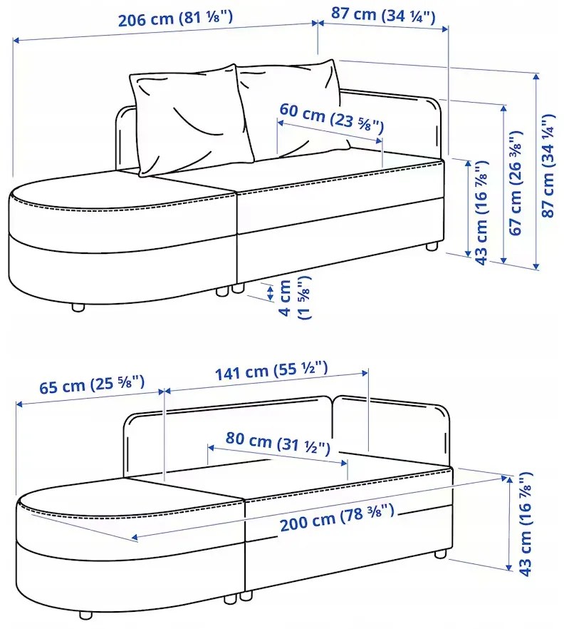 IKEA LINDAKRA Rozkládací pohovka pro 2 osoby, Vissle tmavě šedá