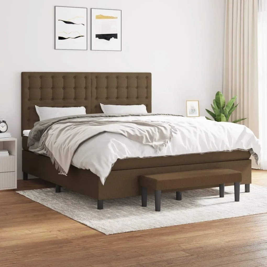 Box spring postel s matrací tmavě hnědá 180x200 cm textil 3136936