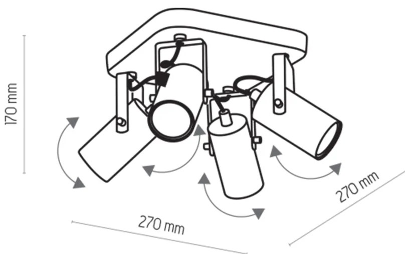 TK LIGHTING Bodový lustr - REDO 2821, 230V/10W/4xGU10, zlatá/černá