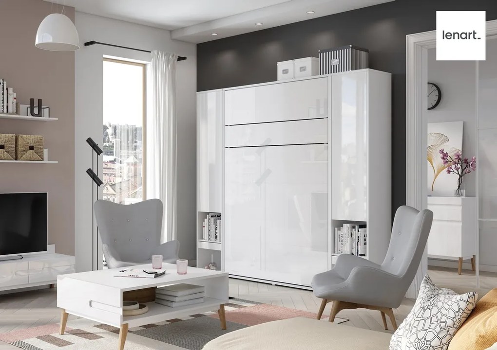 Casarredo Výklopná postel 90 REBECCA bílá lesk/bílá mat
