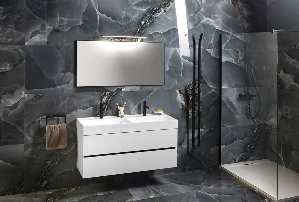 Sapho Sapho, GODIVA umyvadlo, litý mramor, 96x44cm, 2 otvory pro baterie, bílá, GU096-2