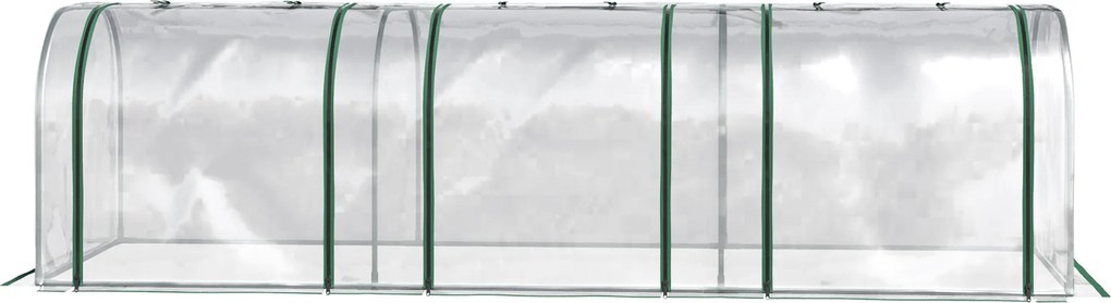 Fóliový skleník Outsunny, skleník, skleník s dveřmi, chladicí rám, skleník pro rostliny, školka pro rostliny, ocel, průhledný, 295 x 100 x 80 cm
