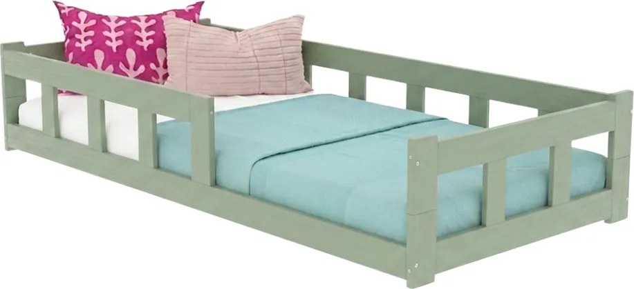 Benlemi Nízké jednolůžko FENCE 4v1 se zábranou 120x200 cm + matrace ADAPTIC Zvolte barvu: Bílá, Zvolte zábranu: S otevřeným vstupem