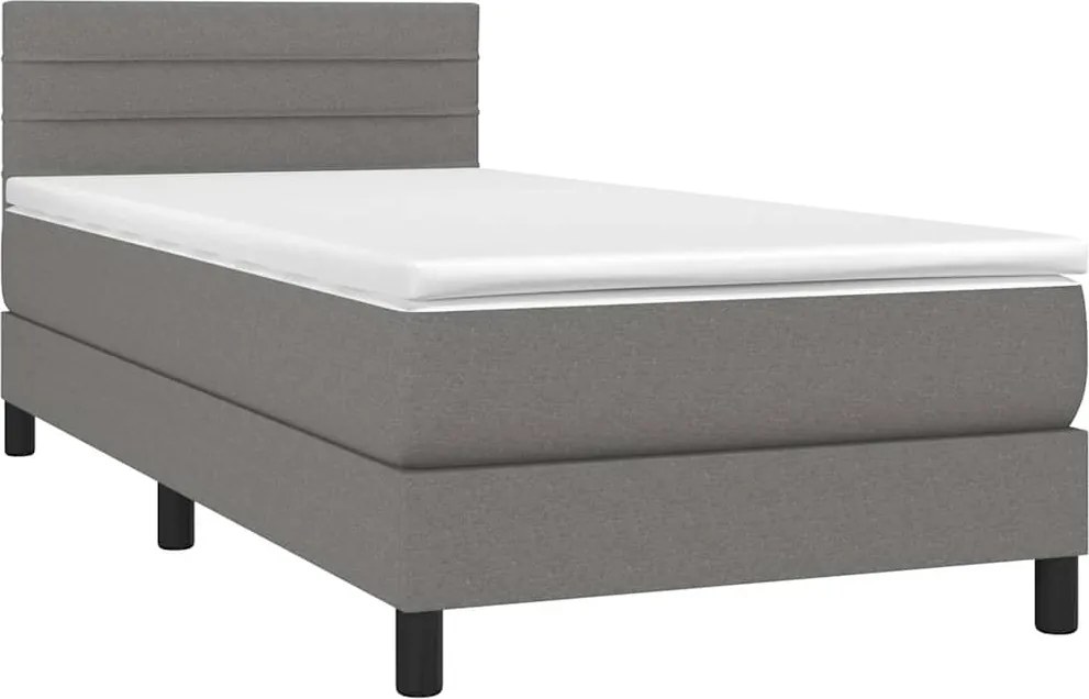 Box spring postel s matrací a LED tmavě šedá 90x200 cm textil 3133206