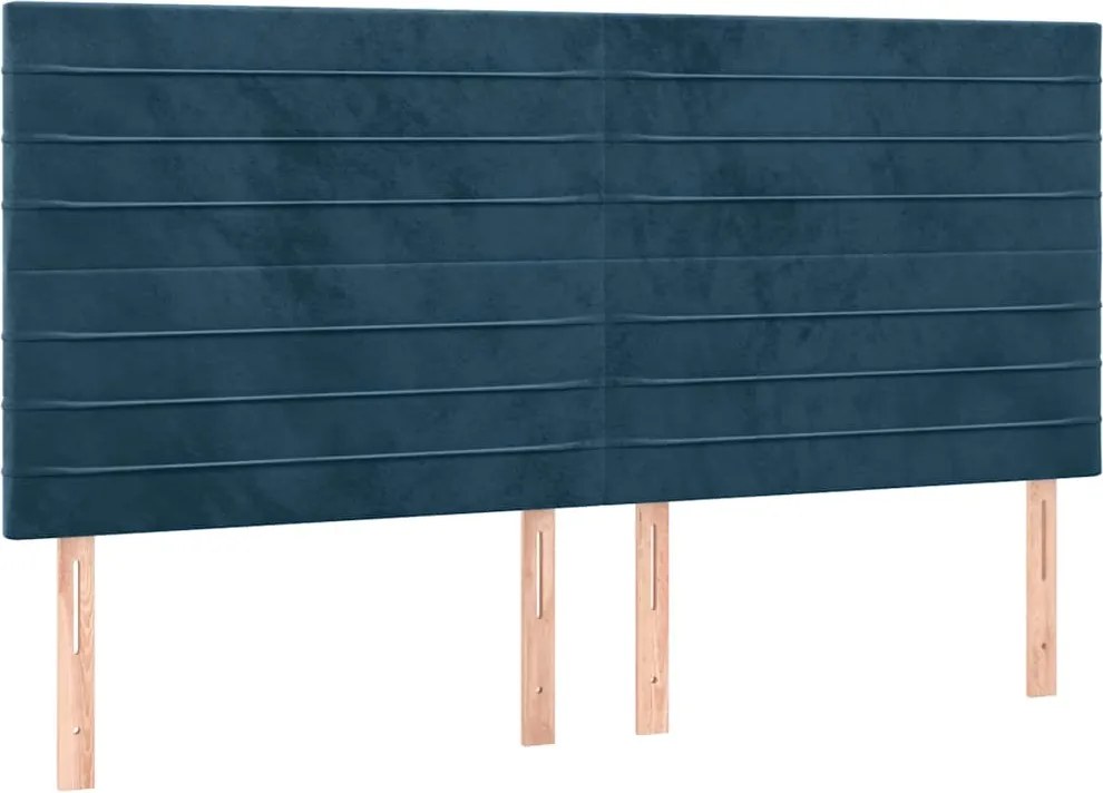 Čelo postele s LED tmavě modré 180x5x118/128 cm samet 3122628