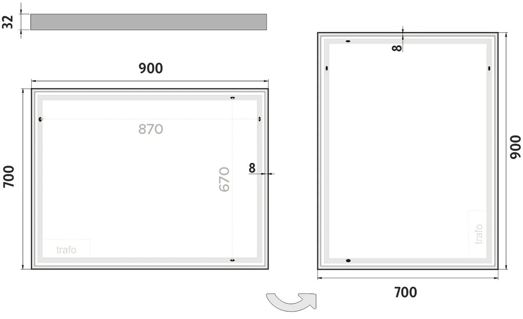Nimco LED zrcadlo 900x700 - ZP 13019