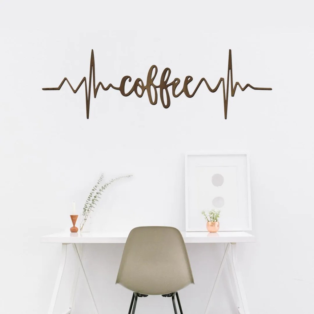 dřevo života Dřevěná dekorace COFFE PULSE Zvolte rozměr (cm): 100x30, Zvolte barvu dekoru: Černá