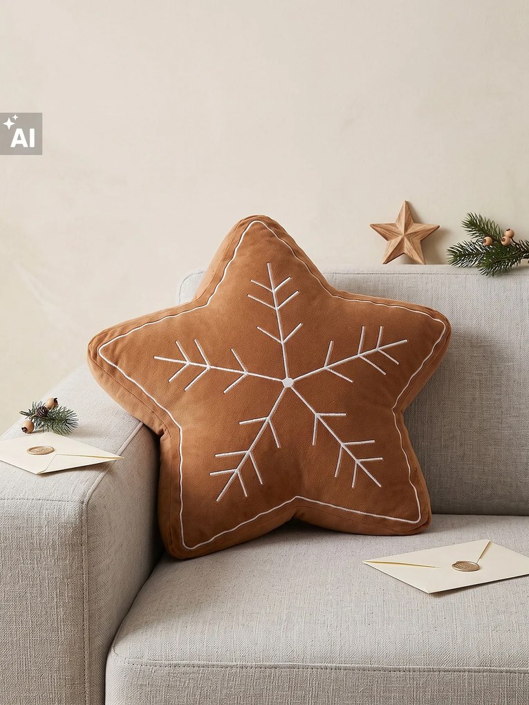 Sinsay - Vánoční dekorativní polštář ve tvaru perníkové hvězdy - hnědá