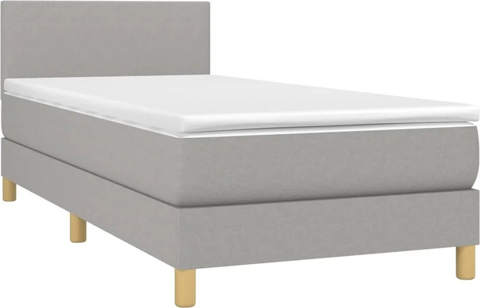 Box spring postel s matrací světle šedý 100 x 200 cm textil 3140433