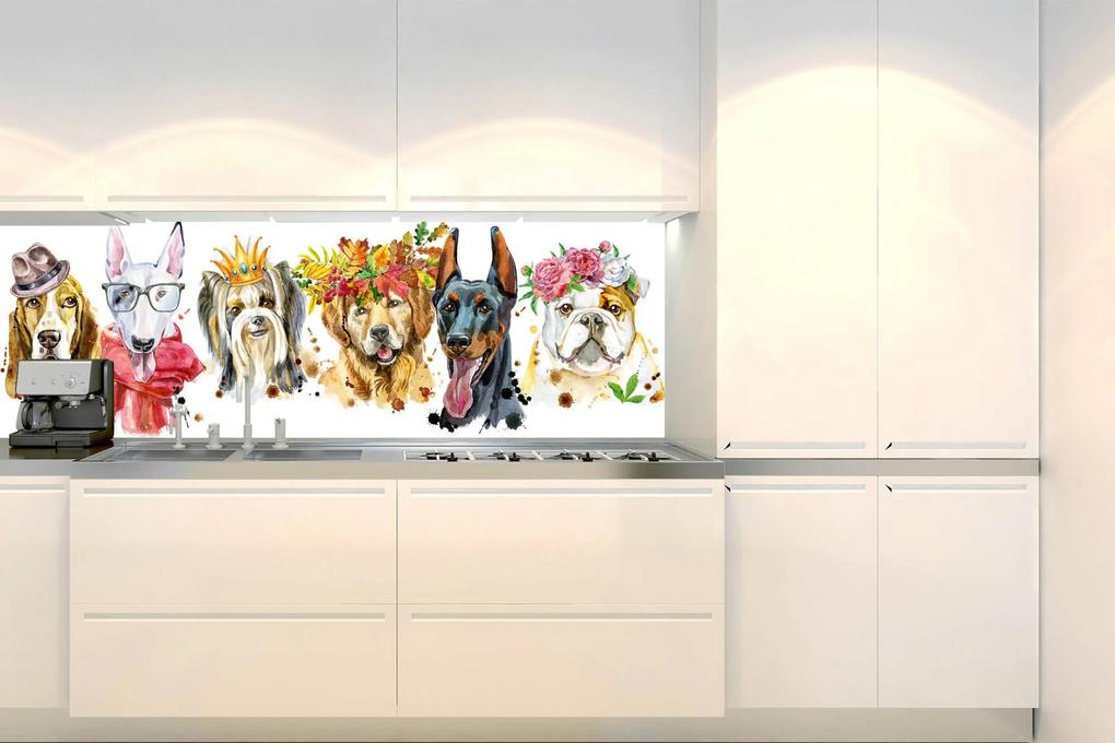 Postershop Samolepící omyvatelná tapeta za kuchyňskou linku - Portréty psů, 180x60 cm