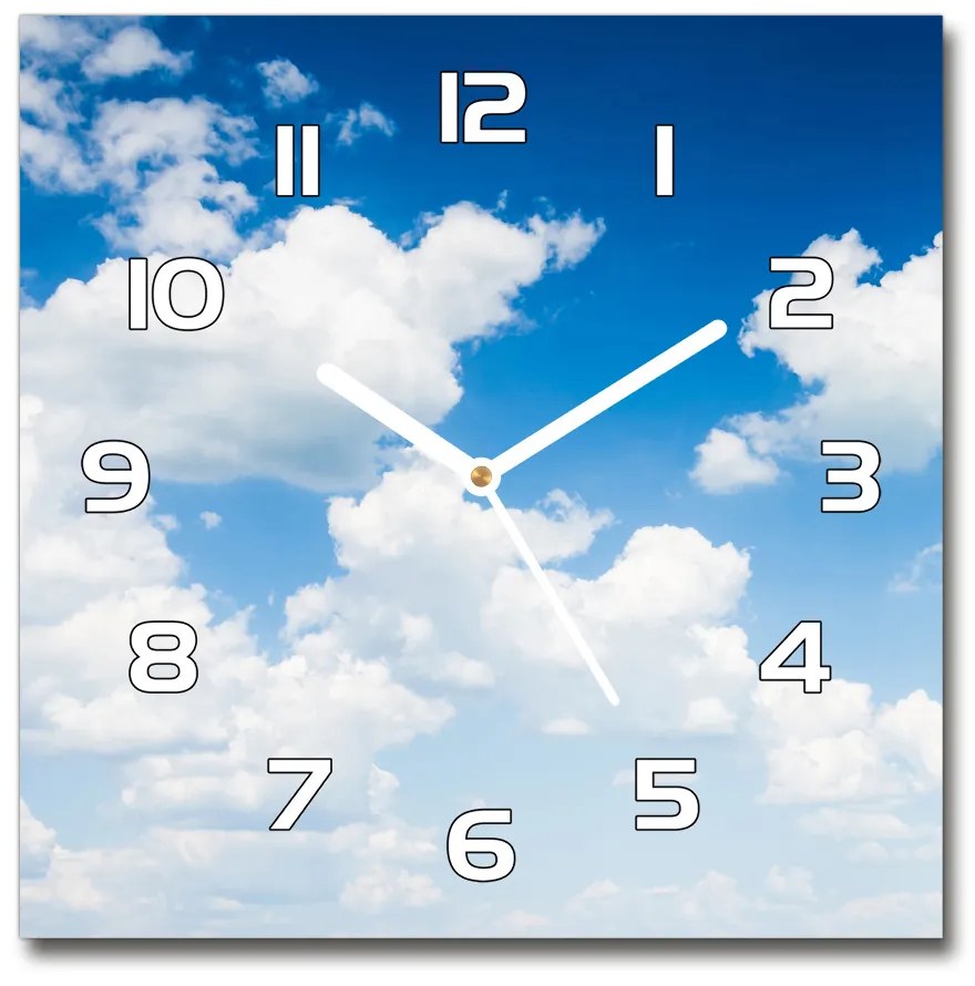 Wallmuralia Skleněné hodiny na stěnu Mraky na nebi 30x30 cm