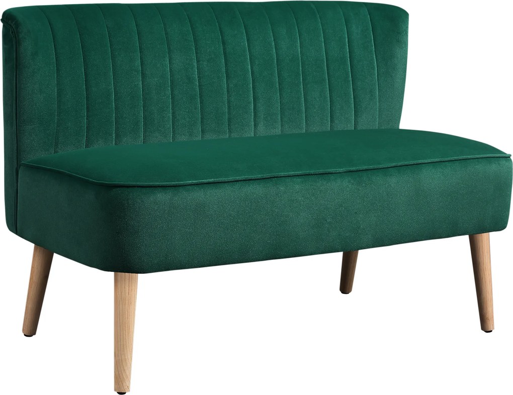 HOMCOM dvoumístná pohovka — kompaktní sametová pohovka do obýváku, ložnice a menších prostor, 117 × 56,5 × 77 cm