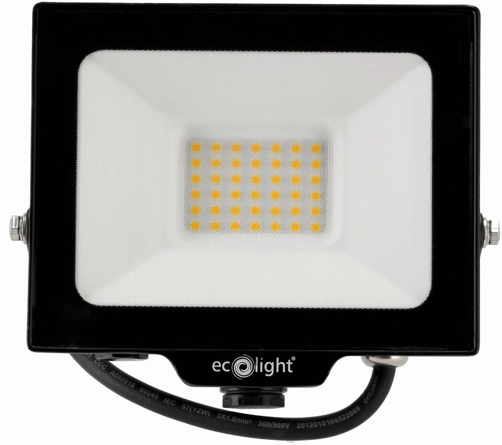 ECOLIGHT LED reflektor 30W 2v1 - studená bílá + čidlo pohybu