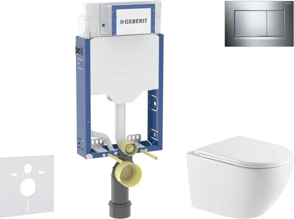 Geberit Kombifix - Set předstěnové instalace, klozetu Oudee a sedátka softclose, tlačítko Sigma20, chrom SANI15CA1143