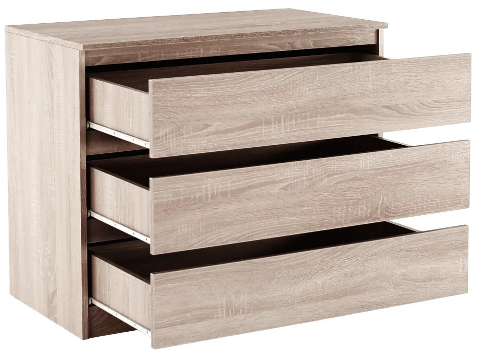 Kondela 3 šuplíková komoda, dub sonoma, HANY NEW 003