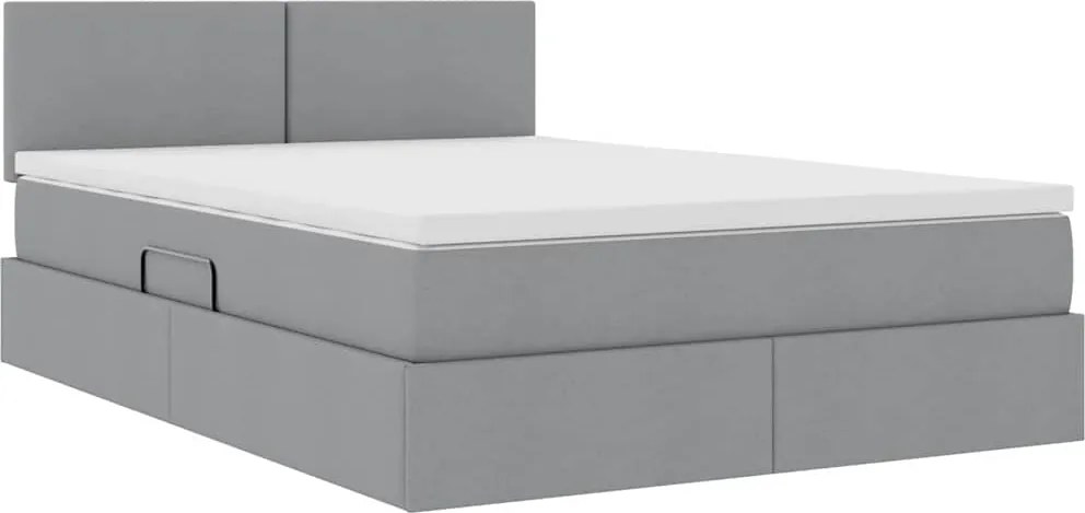 Postel s úložným prostorem a matrací Světle šedá 140 x 190 cm 3370443
