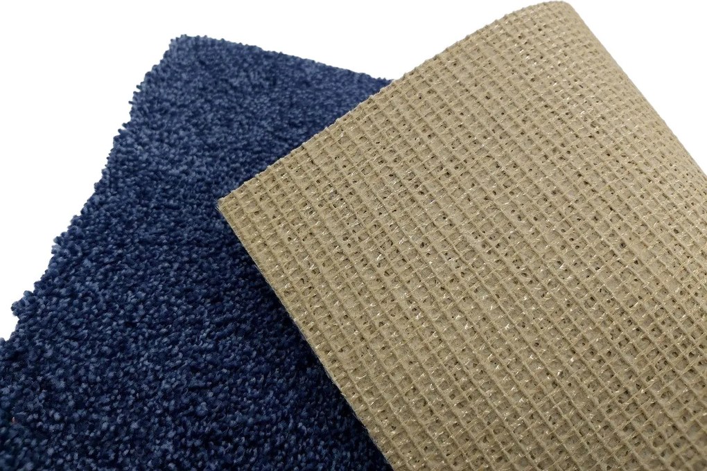 Lano, Metrážový koberec Supersoft 710 tm. modrý, šíře 4m, modrá, ab (mřížka), ložnice
