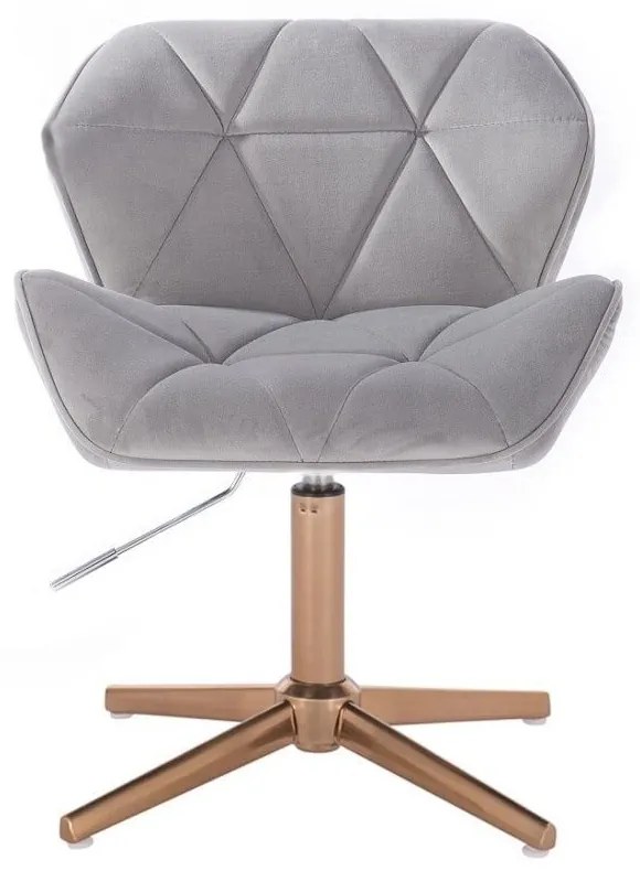 LuxuryForm DESIGN Otočná židle MILANO VELUR na zlatém kříži - světle šedá