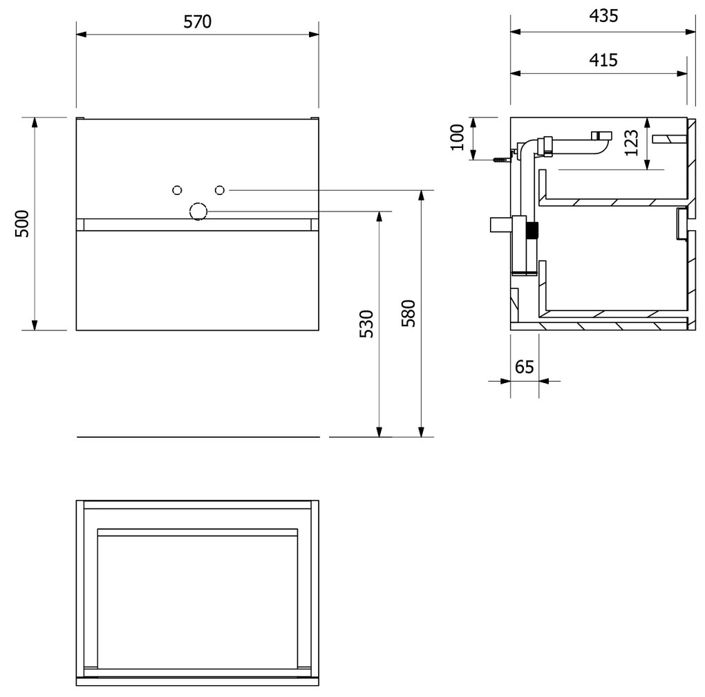 Sapho Odetta koupelnová skříňka pod umyvadlo 57 x 50 x 43,5 cm dub alabama hnědá DT060-2222