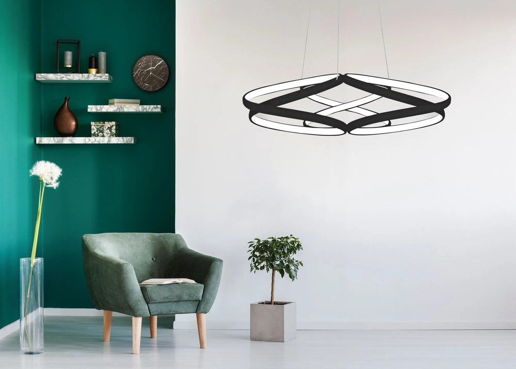 Toolight - LED závěsné svítidlo APP793-CP + dálkové ovládání, černá, OSW-04020