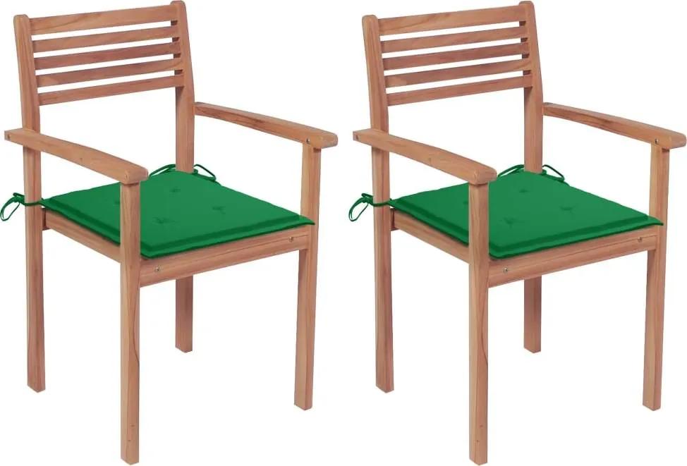 vidaXL Zahradní židle 2 ks podušky masivní teak [3062262] Barva: Šedá