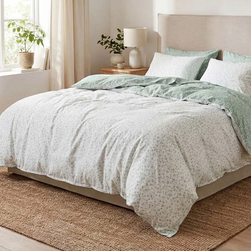 Bavlněné prodloužené povlečení Venkov - mint Velikost: 140 x 220 + 70 x 90