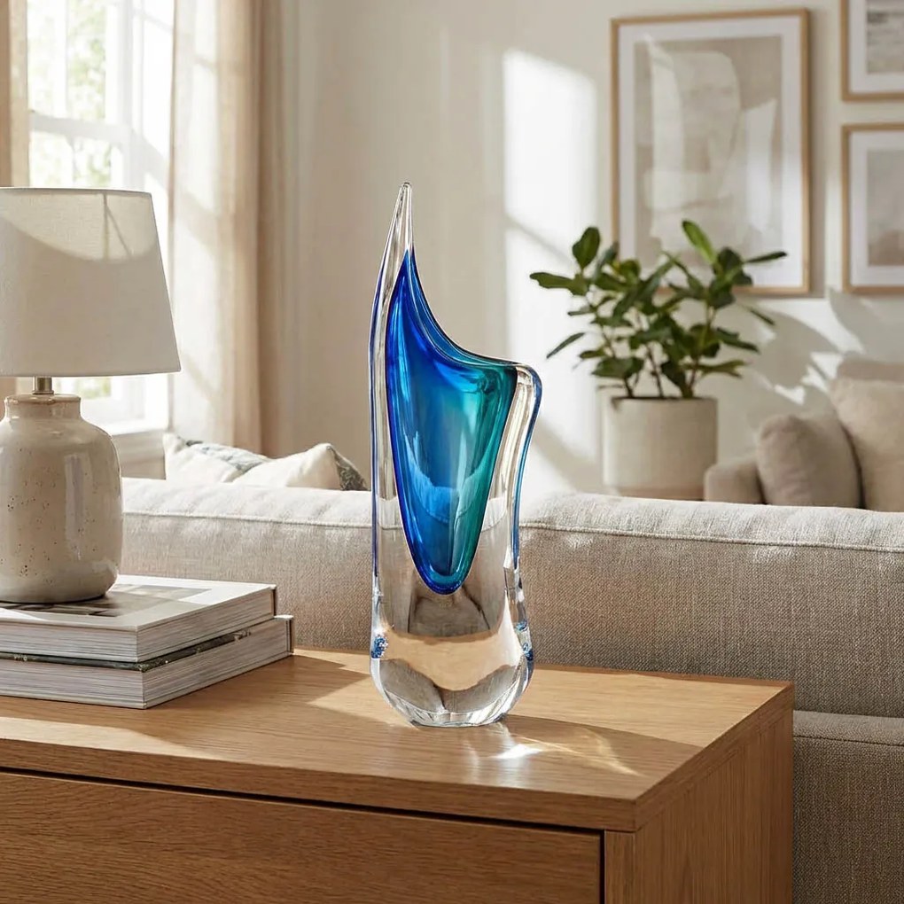 Skleněná hutní váza model 04, ametyst a zlatý topaz, 34 cm | České hutní sklo od Artcristal Bohemia