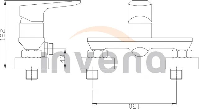 Invena Dokos, nástěnná sprchová baterie, černá-chromová, INV-BN-19-004-V