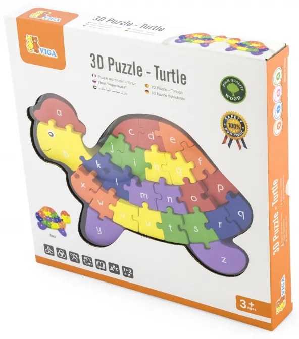 Viga Dřevěné 3D puzzle montessori - Želva