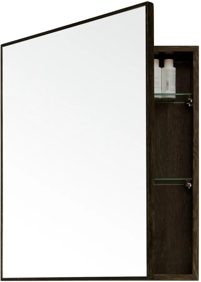 Nástěnné zrcadlo s úložným prostorem z dubového dřeva Mezza Dark Wireworks, 45x55 cm