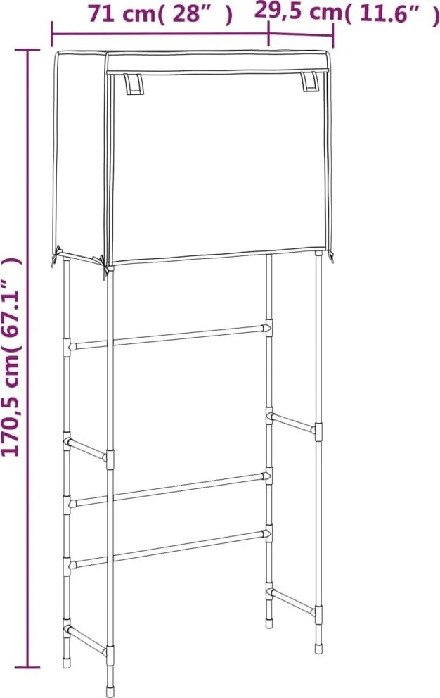 vidaXL 2patrový úložný regál nad pračku 71x29,5x170,5 cm železo [343136] Barva: Modrá