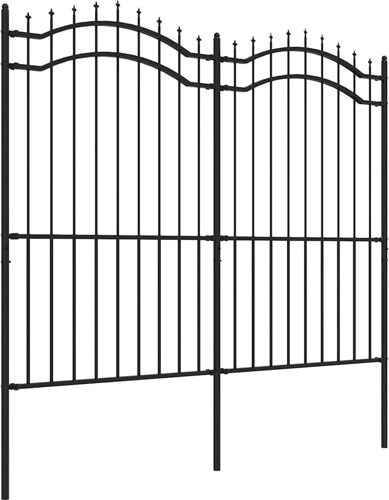 Zahradní plot Woerden s kopím nahoře černý 240 x 175 cm ocelový 151083