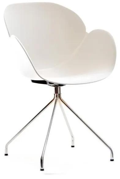 design4life Jídelní židle MENALO Bílá, kovová podnož