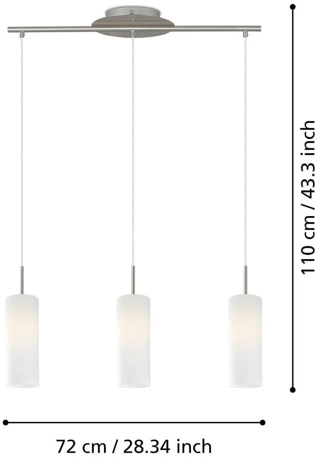 Závěsné svítidlo v bílo-stříbrné barvě se skleněným stínidlem TROY 3 – EGLO