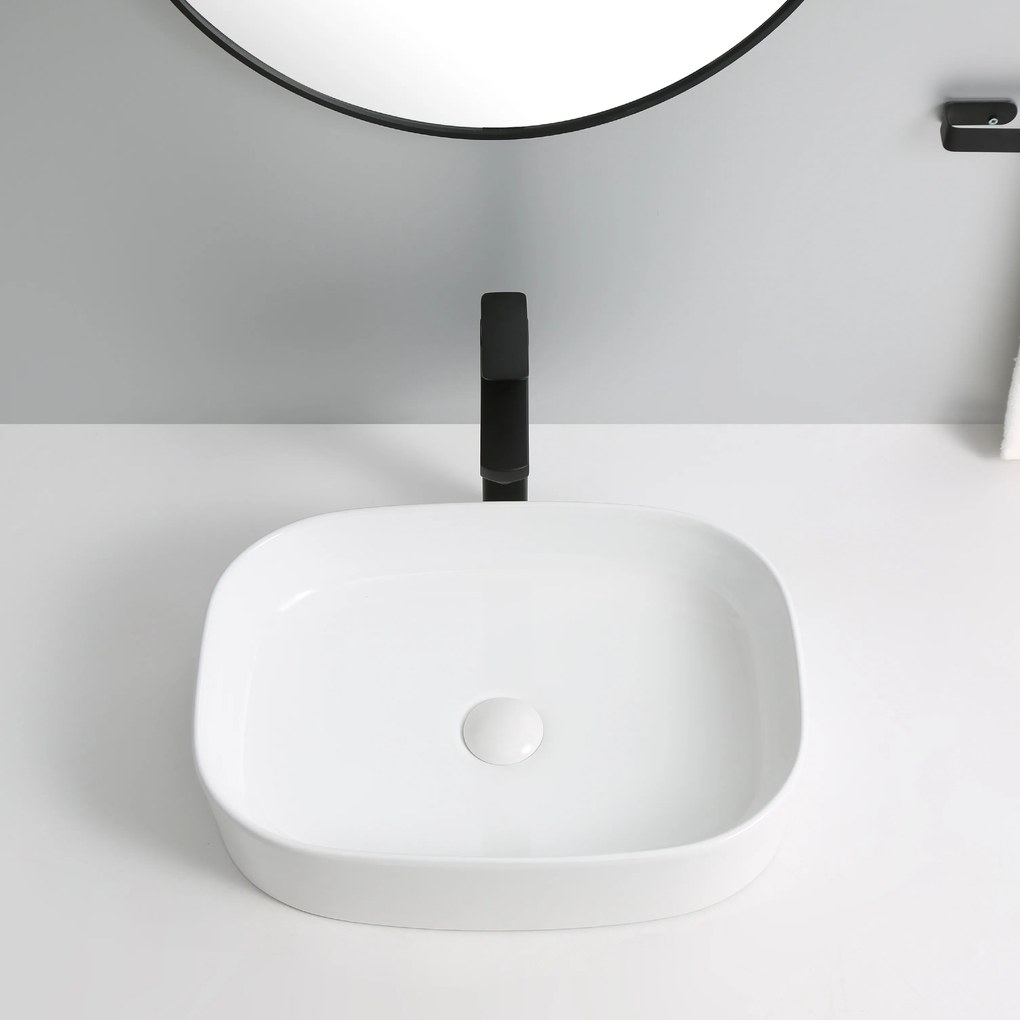 Erga Nancy, umyvadlo na desku 510x370x120 mm, bílá lesklá, ERG-V03-9611-WH