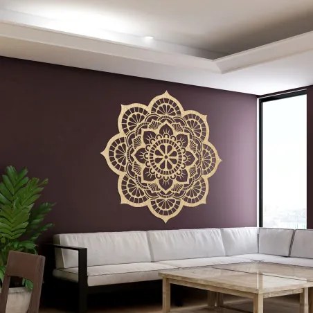 Dřevěná dekorace na zeď mandala symbolika lotosový květ I SENTOP PR0204