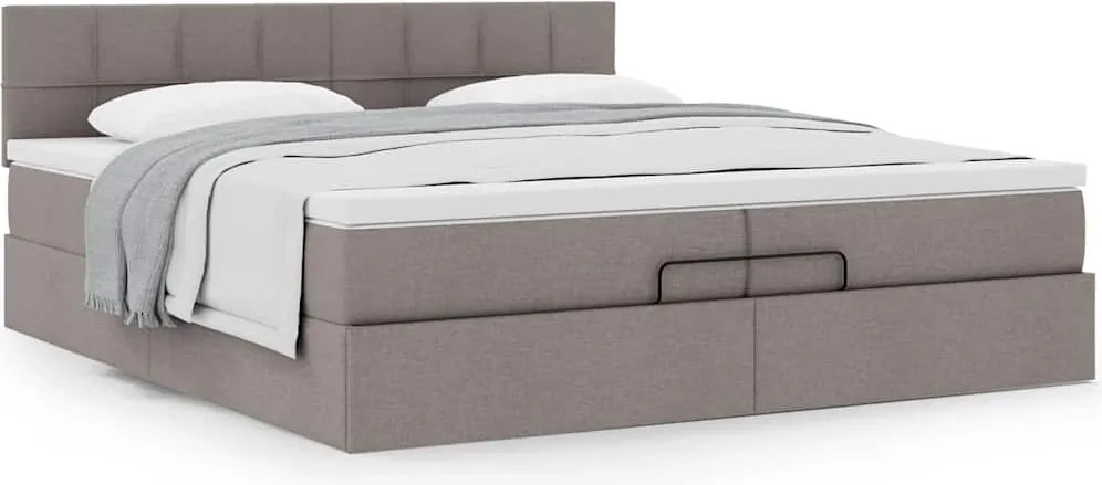 Osmanský rám postele s matrací taupe 200x200 cm textil 3311488