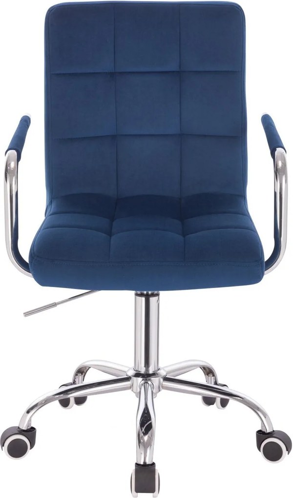 LuxuryForm Židle VERONA VELUR na stříbrné podstavě s kolečky - modrá