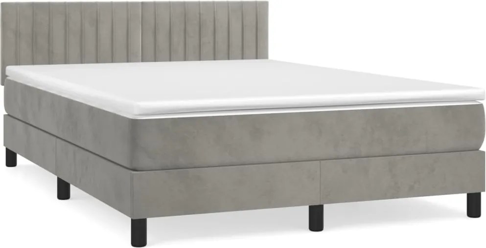Box spring postel s matrací světle šedá 140x200 cm samet 3141425
