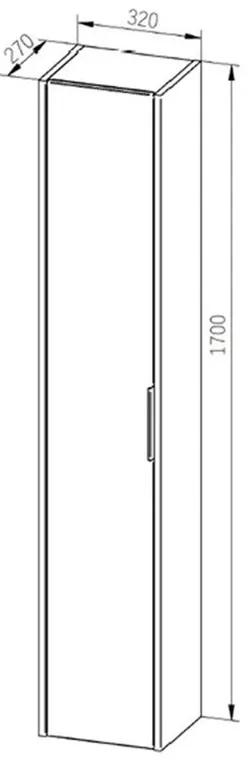 Mereo, Vigo, koupelnová skříňka vysoká 170 cm, levé nebo pravé otevírání, bílá, dub, CN330