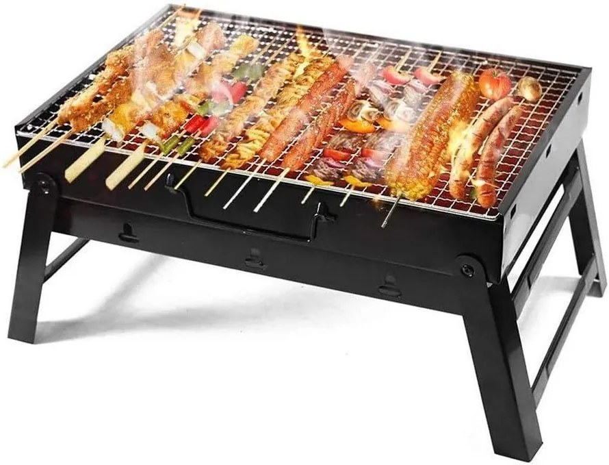 Verk Group Cestovní gril přenosný skládací kufr na dřevěné uhlí kempování bbq