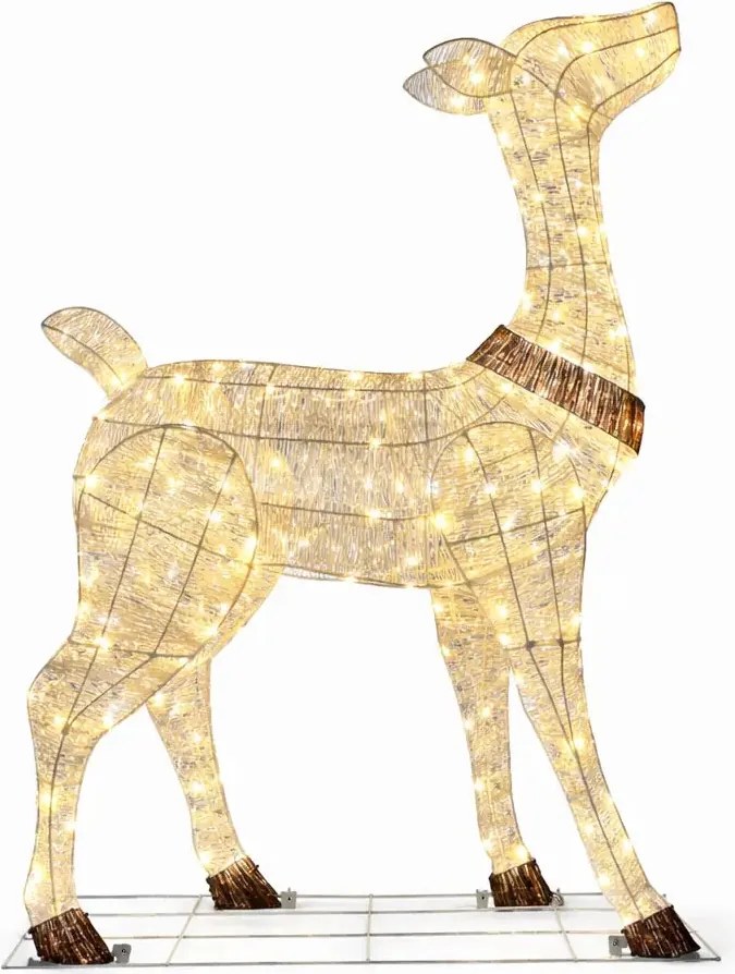 3D LED svítící laň, 150 cm, teple bílá, 140 LED, IP44 venkovní
