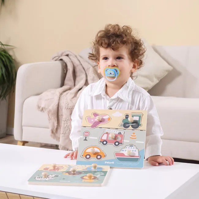 Dřevěná vkládačka s úchyty Viga 44068 PolarB zvířátka