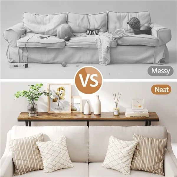 Odkládací stolek Yaheetech – rustikální hnědá, 160 cm (délka) × 20 cm (šířka) × 81 cm (výška) (256999167573)