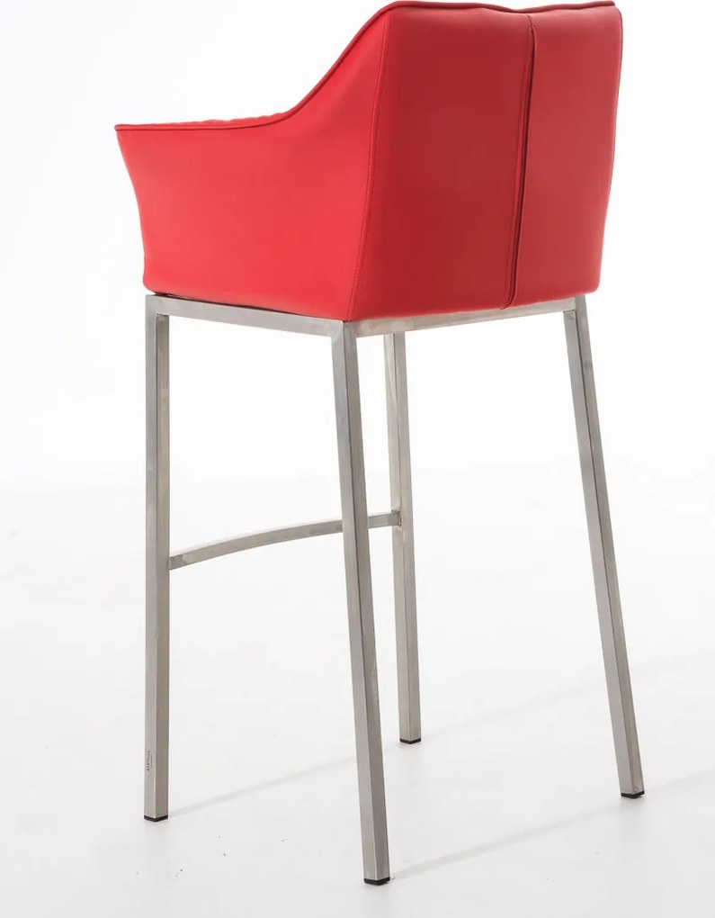 Barová židle Damaso E s čtyřnohou konstrukcí – červená