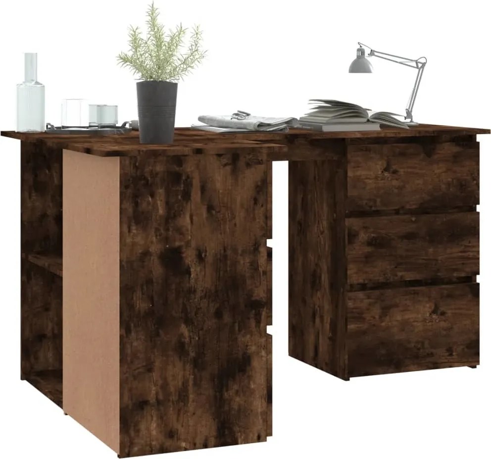 vidaXL Rohový psací stůl 145 x 100 x 76 cm dřevotříska [801092] Barva: kouřový dub