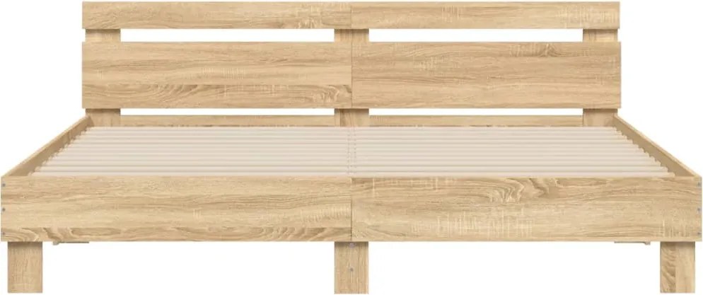Rám postele s čelem a LED osvětlením dub sonoma 200 x 200 cm 3207520