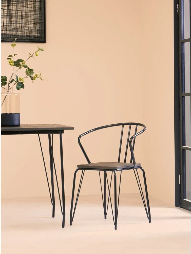 Černá/v přírodní barvě jídelní židle z jilmového dřeva District – Premier Housewares